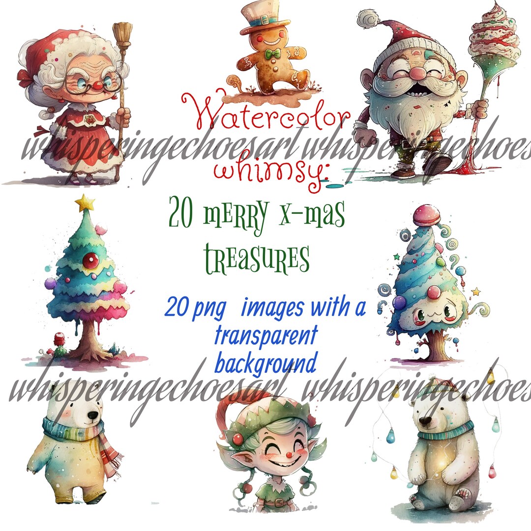 Clipart, X-mas, Christmas Art, Watercolor, Holiday Clipart, Commercial ...