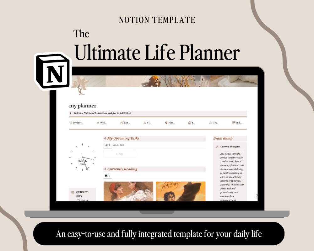 Notion Template Life Planner All in One Template Notion Dashboard, Ultimate Notion Calendar ADHD ...