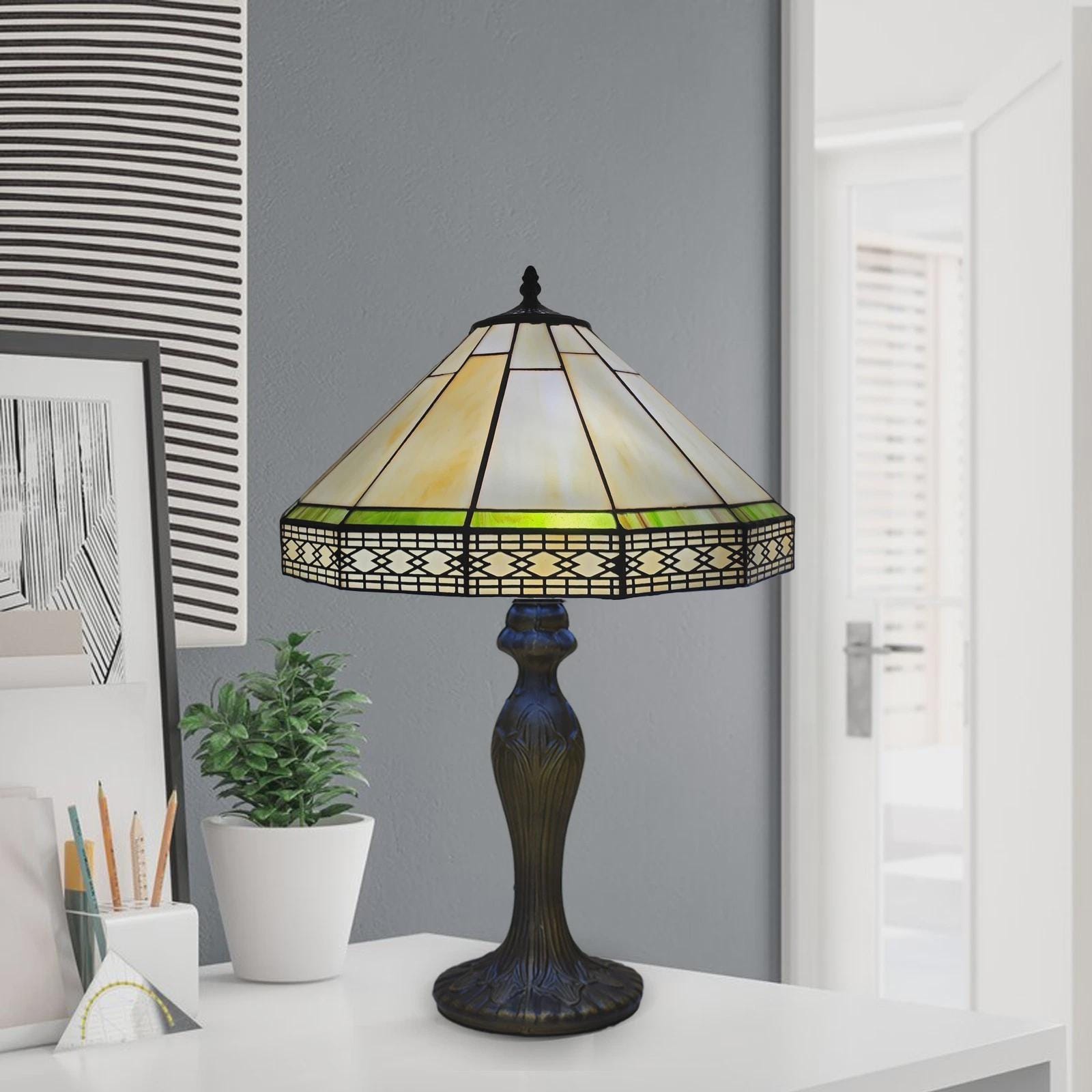 Table Lamp 16 Inch Handcrafted Tiffany-style Stained Glass Vintage Desk ...