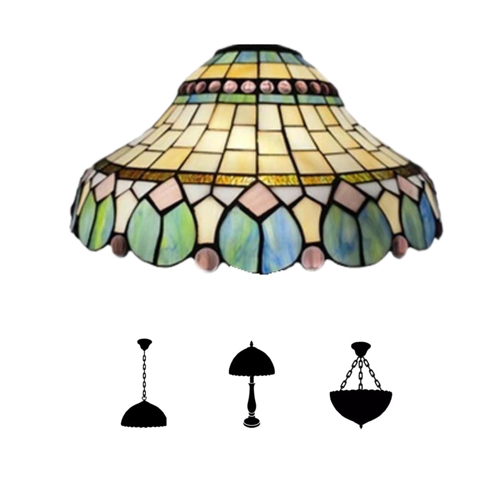 16" Tiffany Style Stained Glass Lamp Shades – Multicolor Handcrafted ...