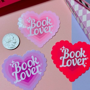 Book Lover Coquette Heart Vinyl Sticker | Great for Water Bottle Kindle ...