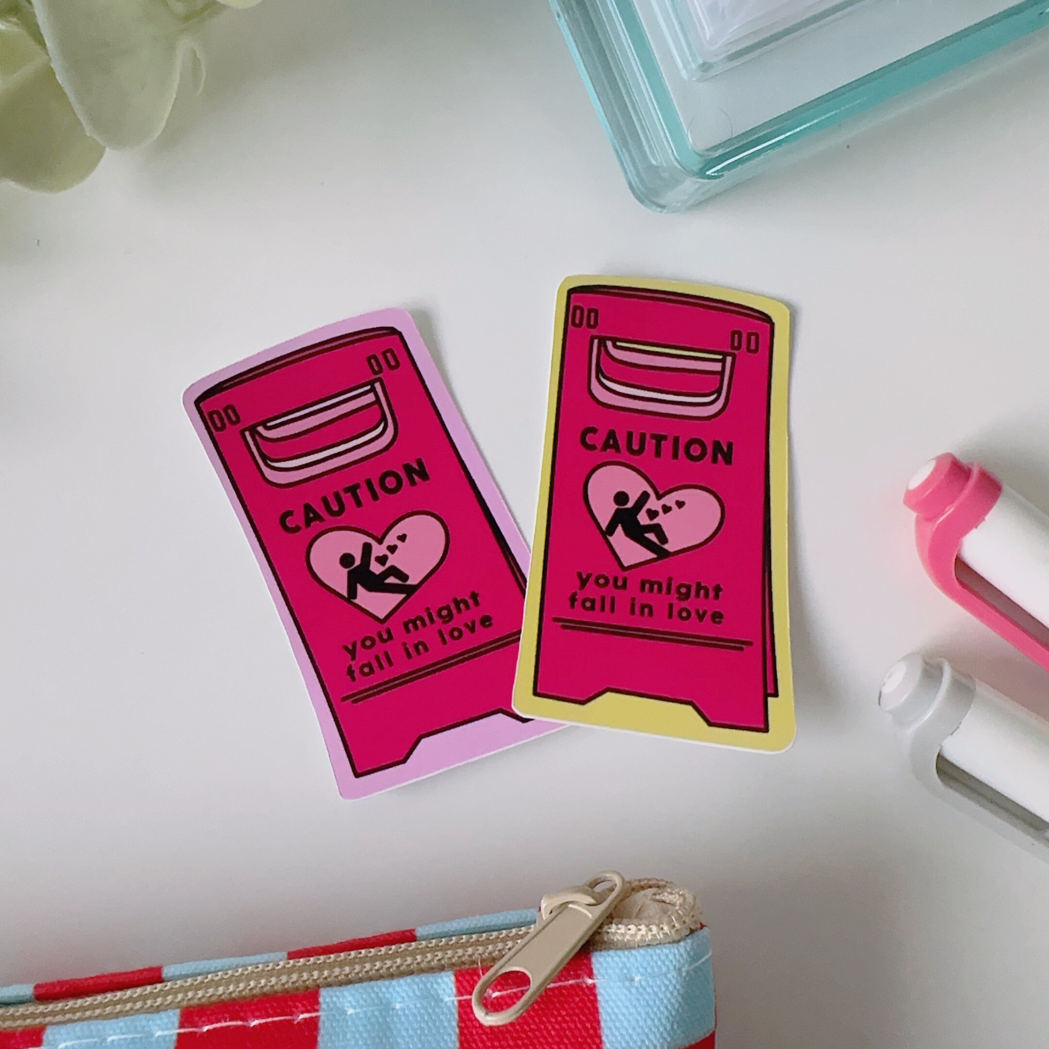 Caution Falling in Love Vinyl Sticker Kindle Stickers, Funny Unique ...