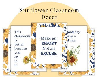 In a World Full of Roses, Be a Sunflower. Sunflower Print Classroom ...