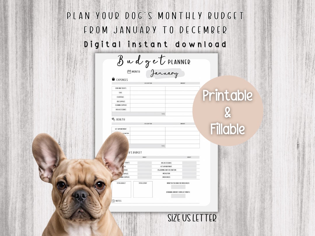 Pet Budget Binder, Monthly Budget Tracker, Dog Budget, Budget Planner ...