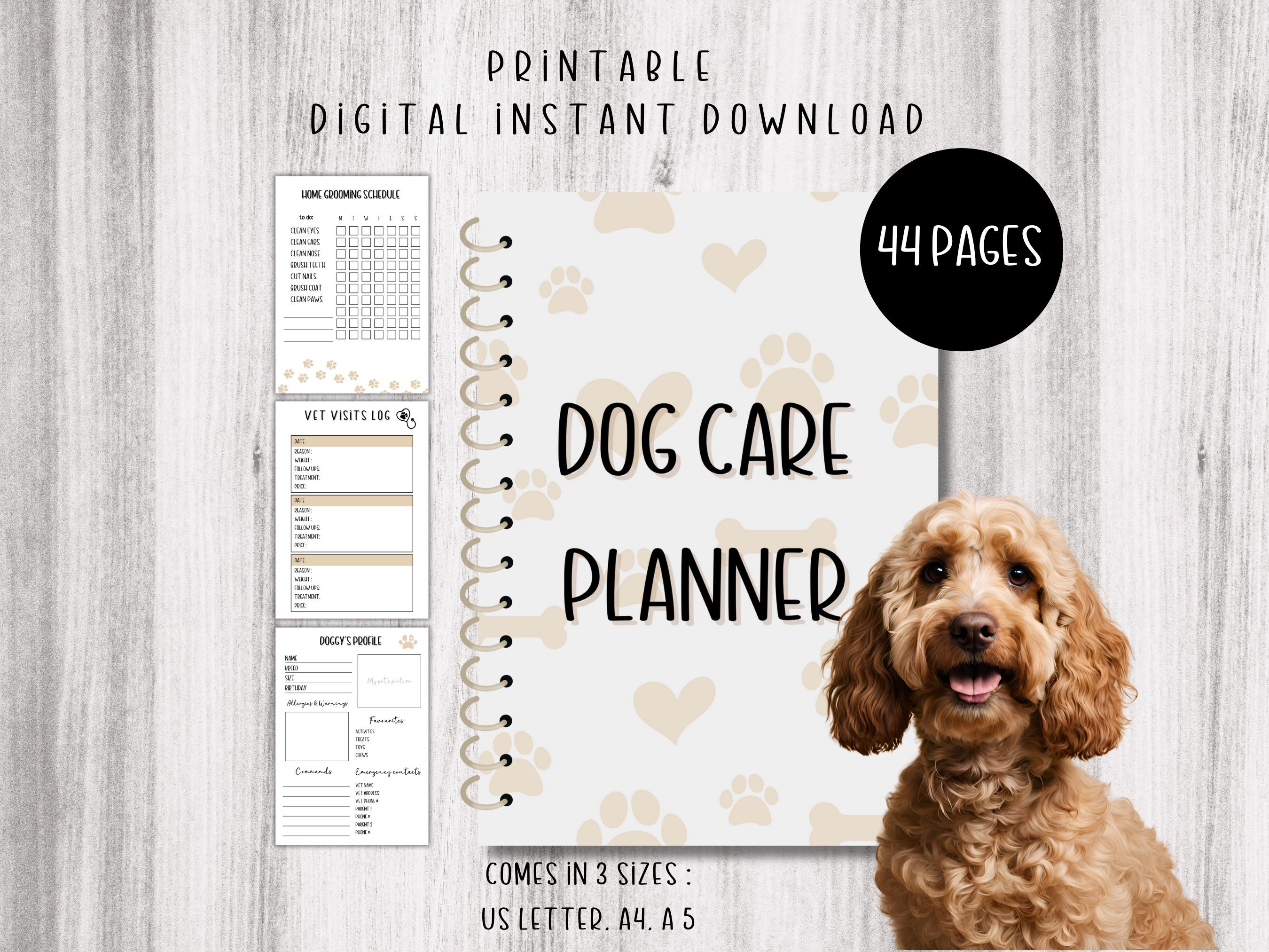 Dog Planner Dog Journal Tracker Dog Planner Printables Dog Mom Planner ...