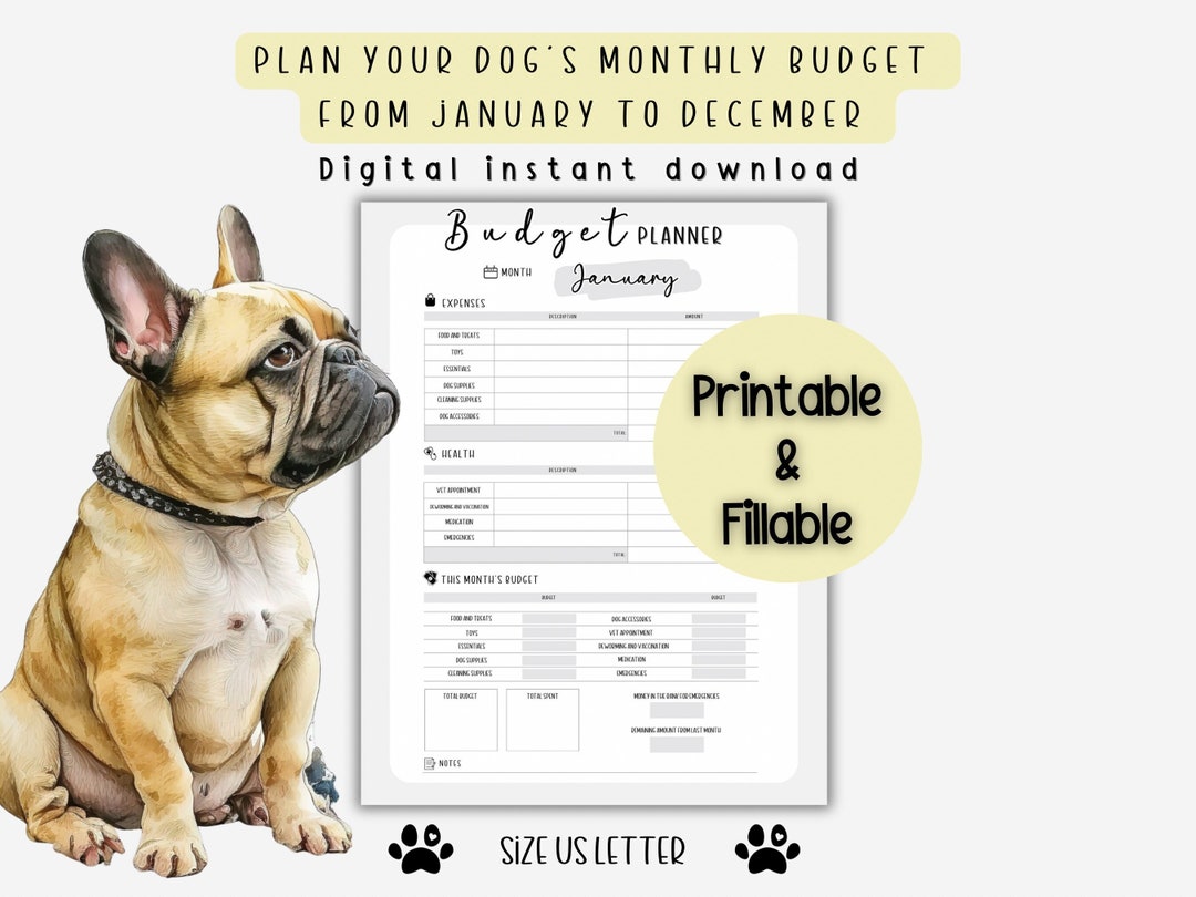 Pet Budget Binder Monthly Budget Tracker Dog Budget Budget - Etsy