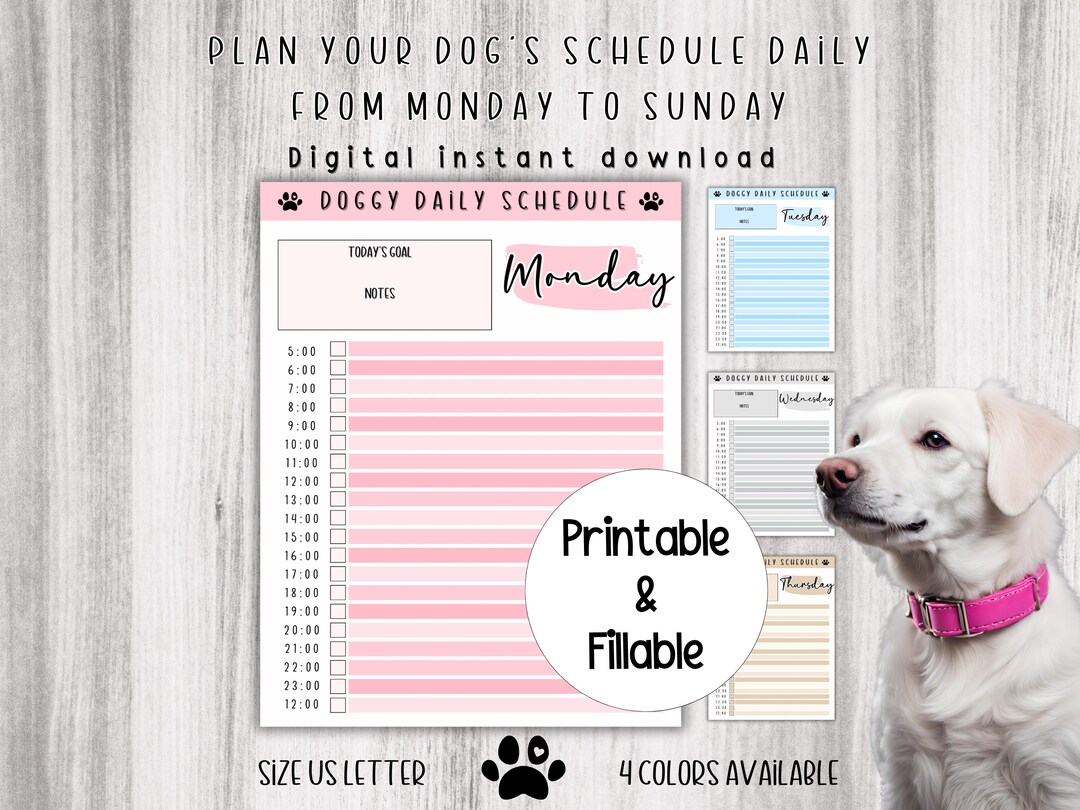 Daily Puppy Schedule, Daily Dog Planner, Dog Digital Planner, Dog Mom ...