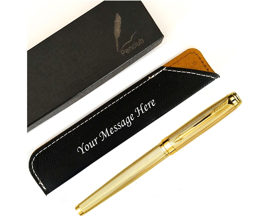 Premium Gold Starburst Illusion Personalized Pen Gift Set, Leather Pen ...