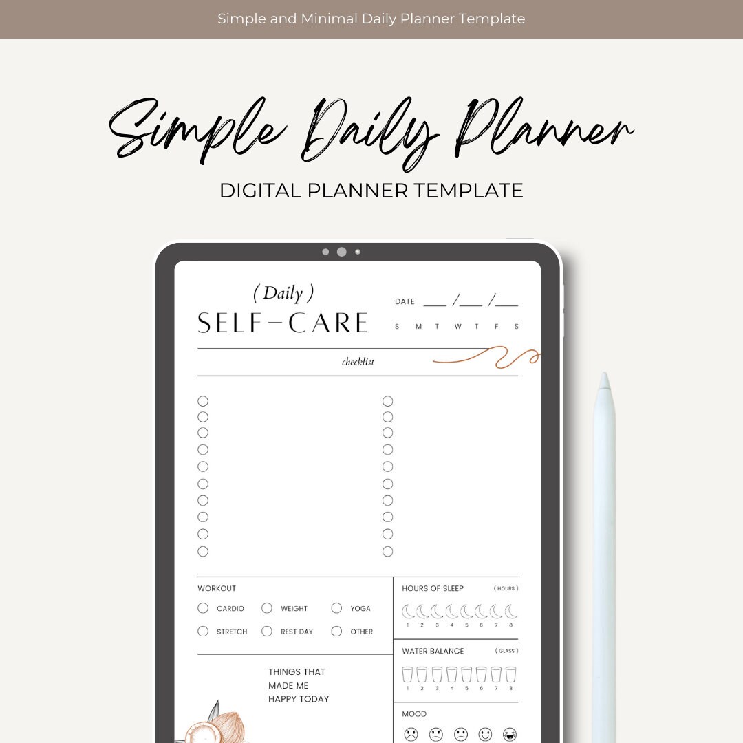 Daily Self-care Checklist: Gratitude, Sleep & Water Tracker (digital ...