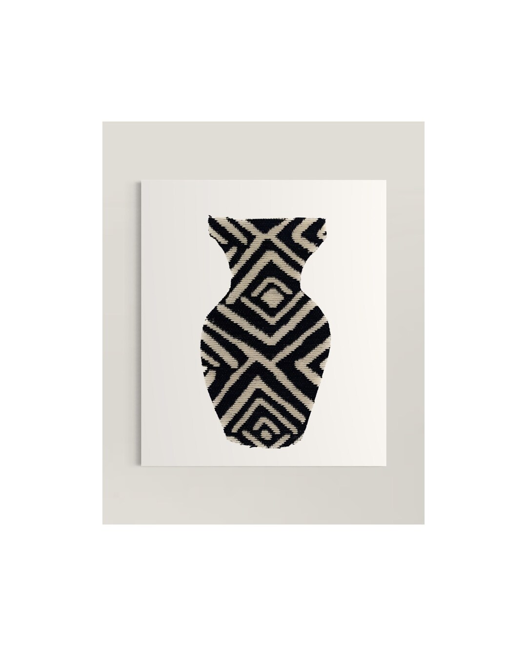 Handcrafted Fabric Vase Art, Textile Sculpture on Paper, Home Decor ...