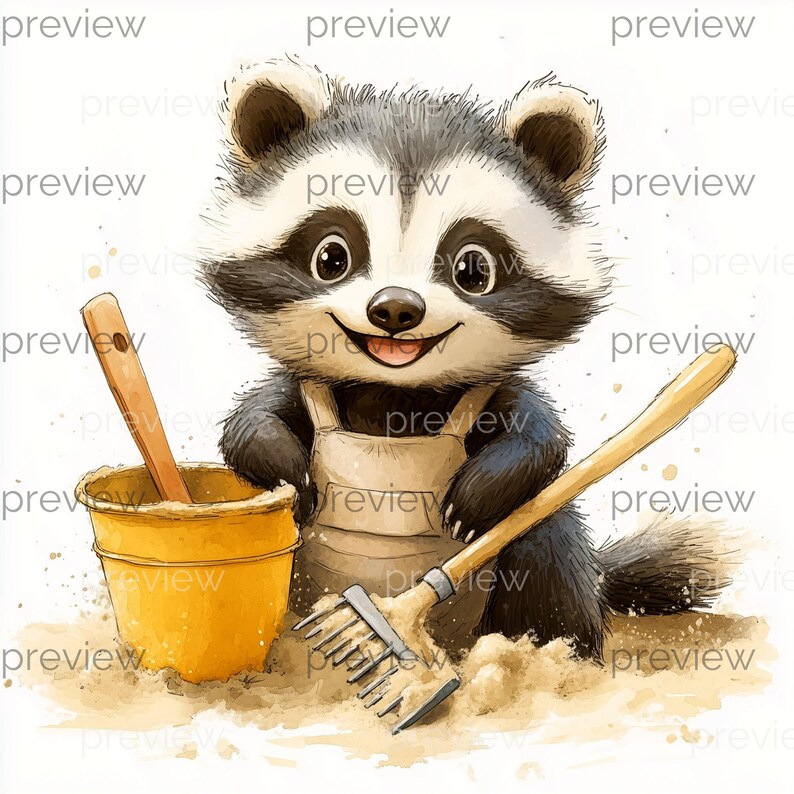 Kids Art, Watercolor Badger for Kids Clipart, Educational Art for Kids ...