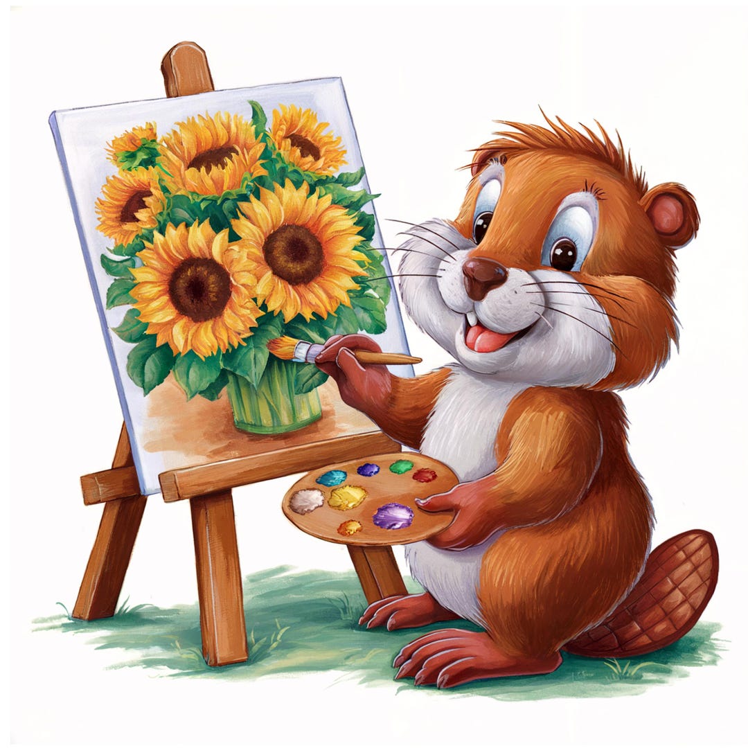 Kids Art, Watercolor Beaver for Kids Clipart, Educational Art for Kids ...