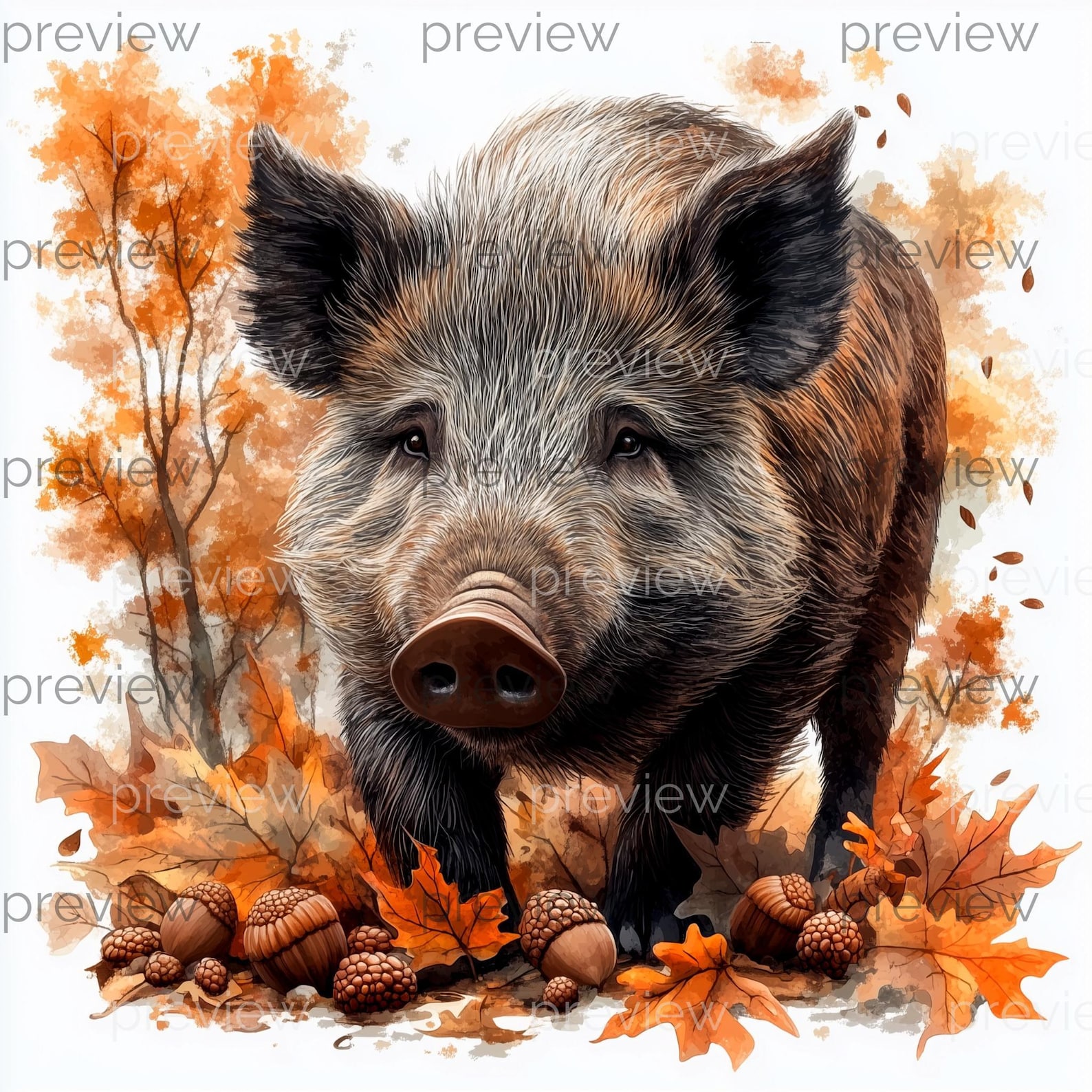 Wild Boar Clipart, Boar Head, Forest Boar, Wildlife Clipart, 27 JPG HQ ...