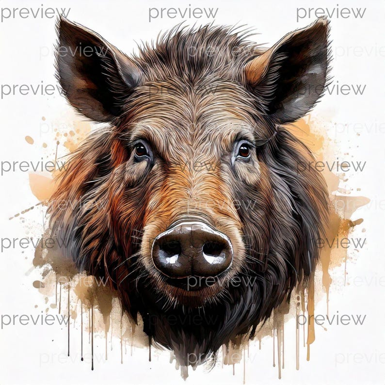 Wild Boar Clipart, Boar Head, Forest Boar, Wildlife Clipart, 27 JPG HQ ...