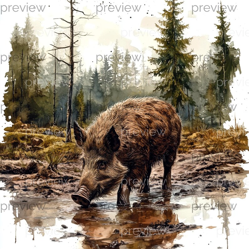 Wild Boar Clipart, Boar Head, Forest Boar, Wildlife Clipart, 27 JPG HQ ...