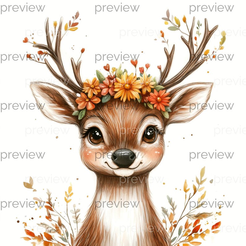 Kids Art, Watercolor Deer for Kids Clipart, Educational Art for Kids ...