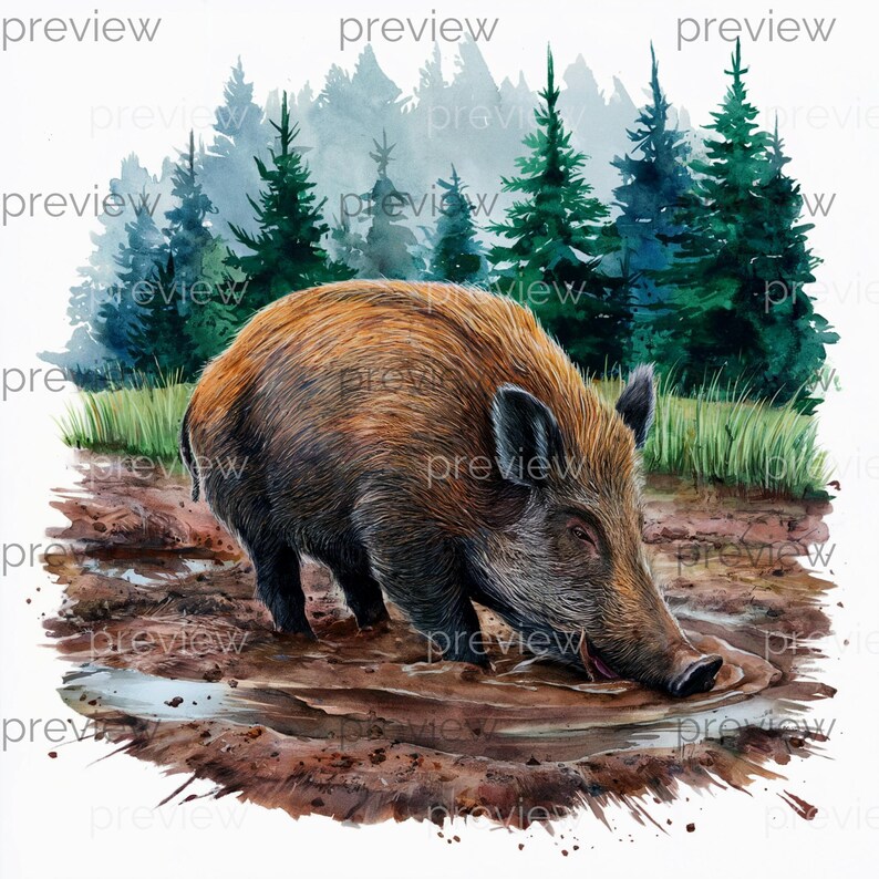 Wild Boar Clipart, Boar Head, Forest Boar, Wildlife Clipart, 27 JPG HQ ...