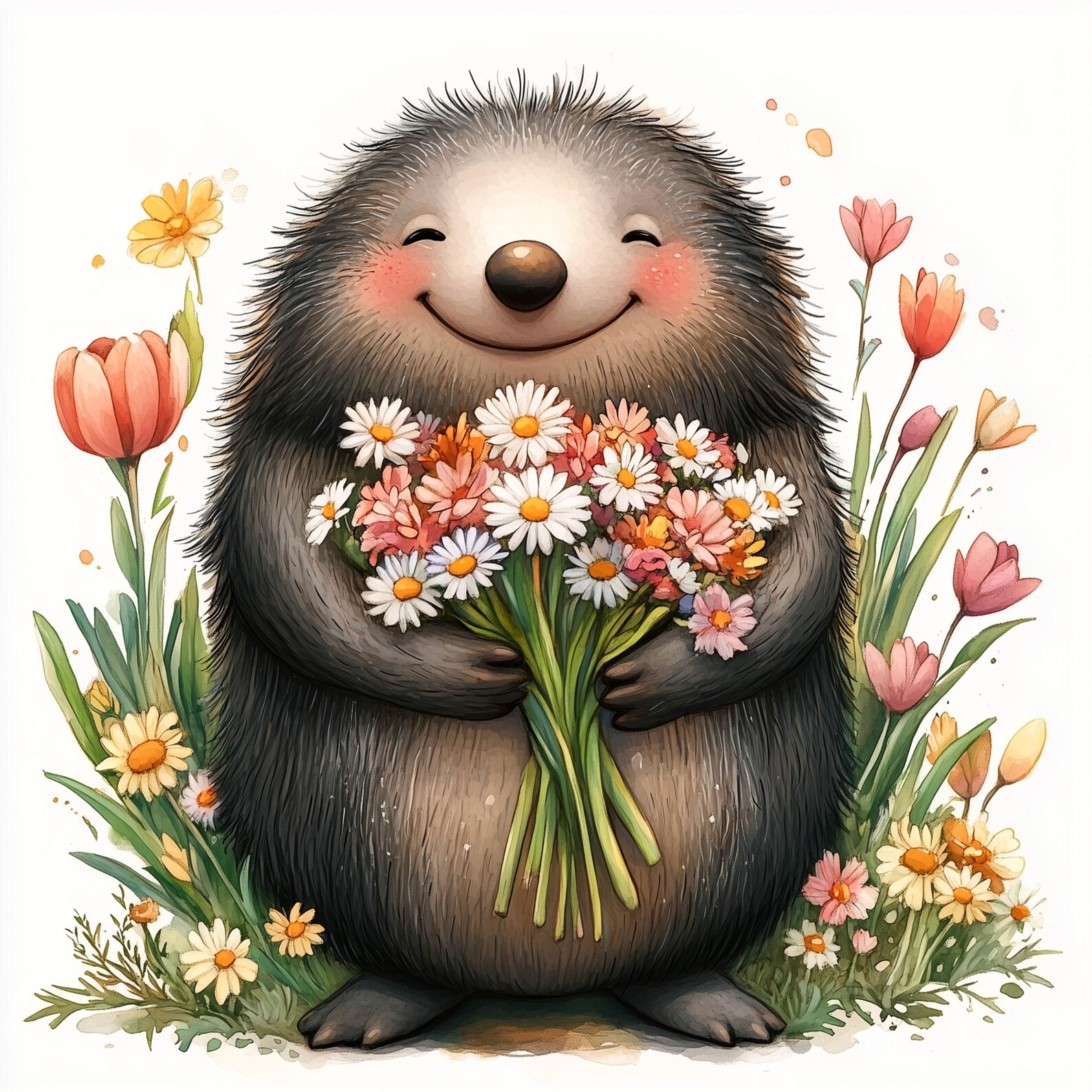 Watercolor Mole for Kids Clipart, Childrens Illustration, Art for ...