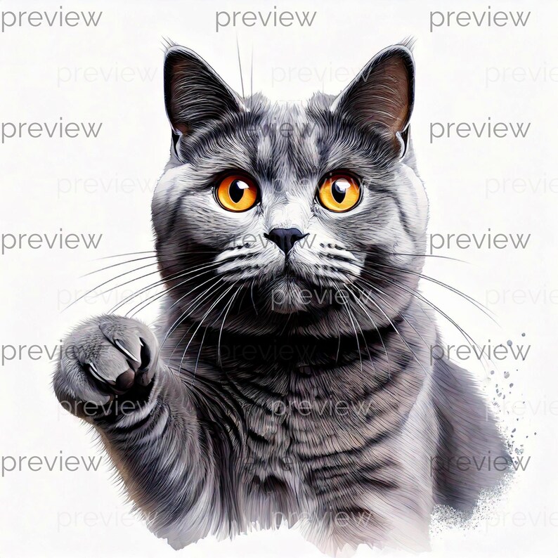 British Cat Watercolor, British Cat Clipart, British Cat 24 JPG HQ, Cat ...