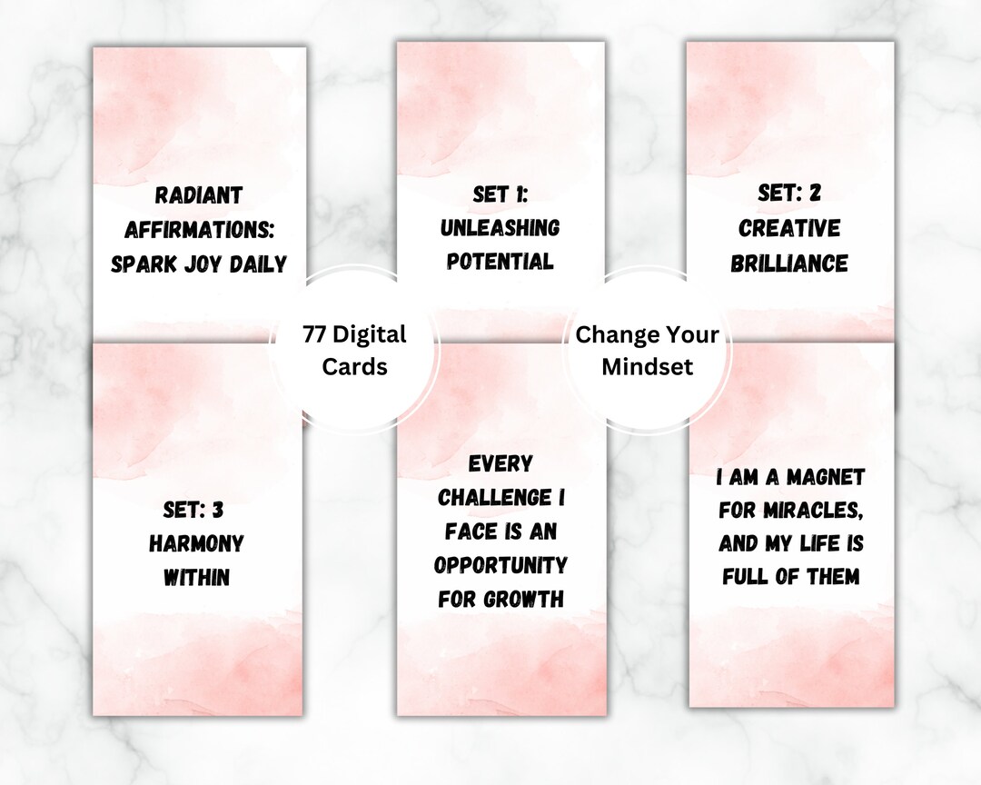 Daily Affirmation Cards Positive Digital 77 Printable Positive Quotes ...