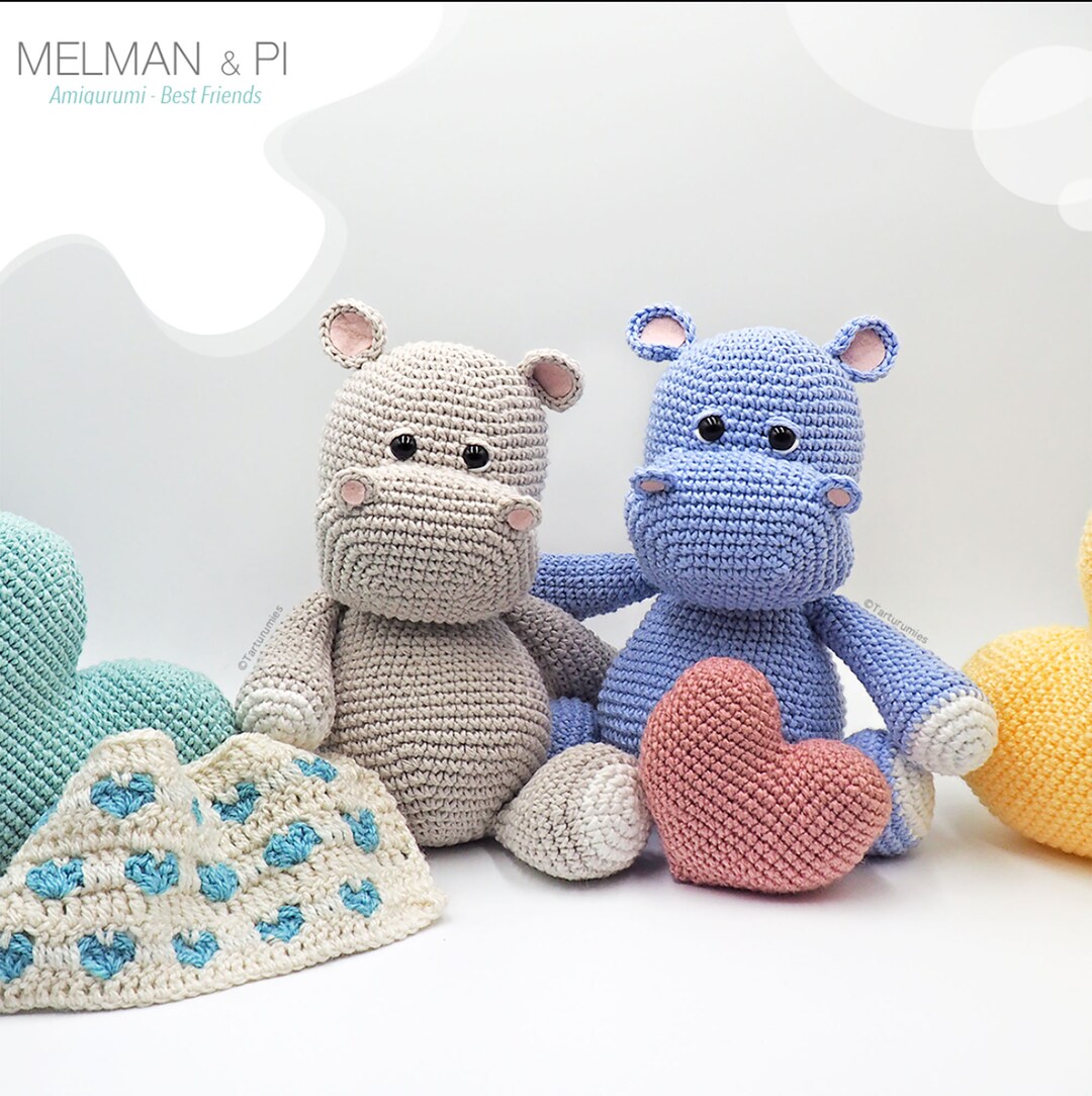 Hippo Melman and Pi Crochet Pattern PDF Hippo Amigurumi - Etsy