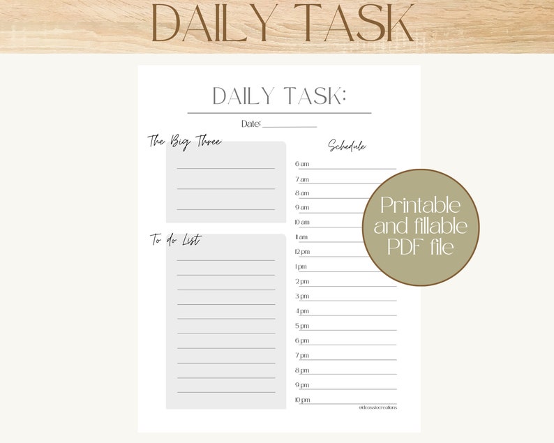 Daily Task Tracker Day Planner Daily Task Daily Schedule - Etsy