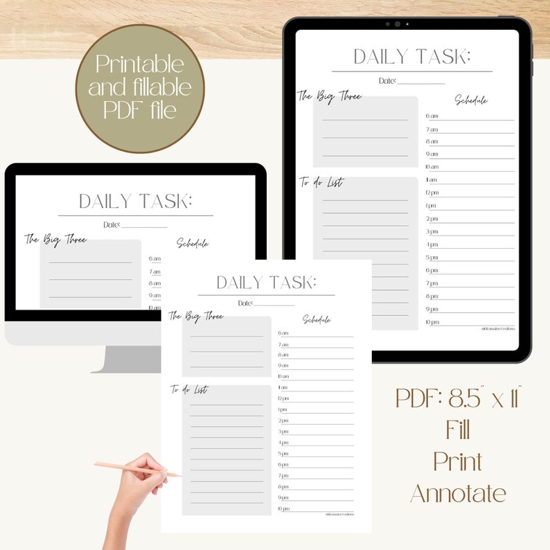 Daily Task Tracker Day Planner Daily Task Daily Schedule - Etsy