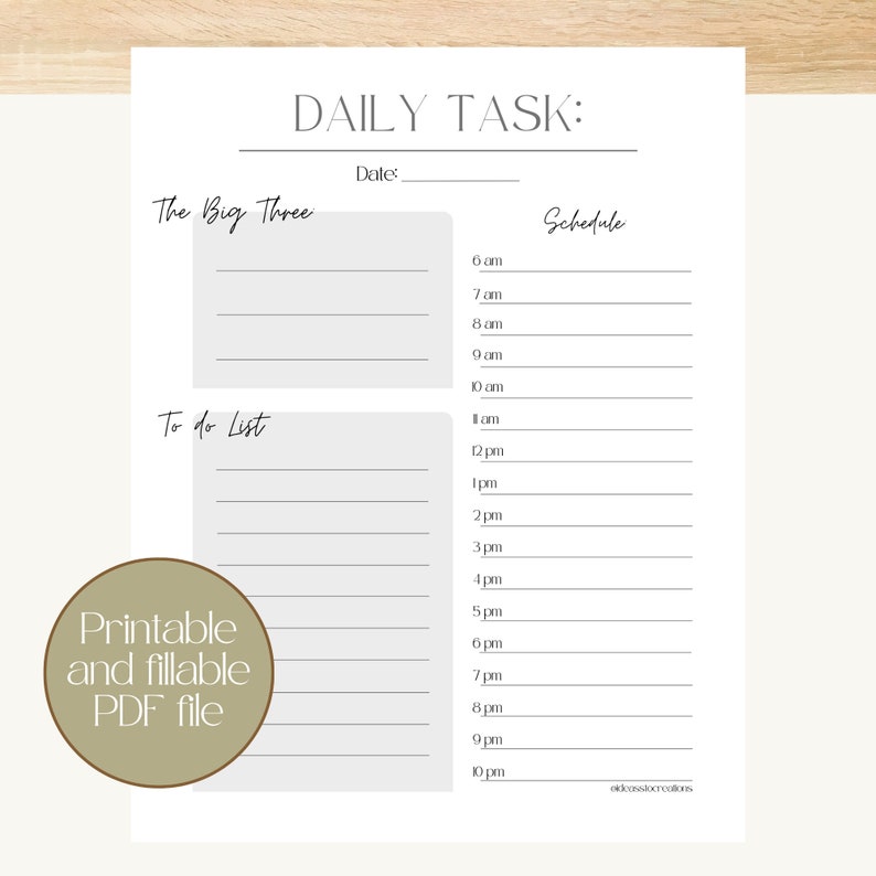 Daily Task Tracker Day Planner Daily Task Daily Schedule - Etsy