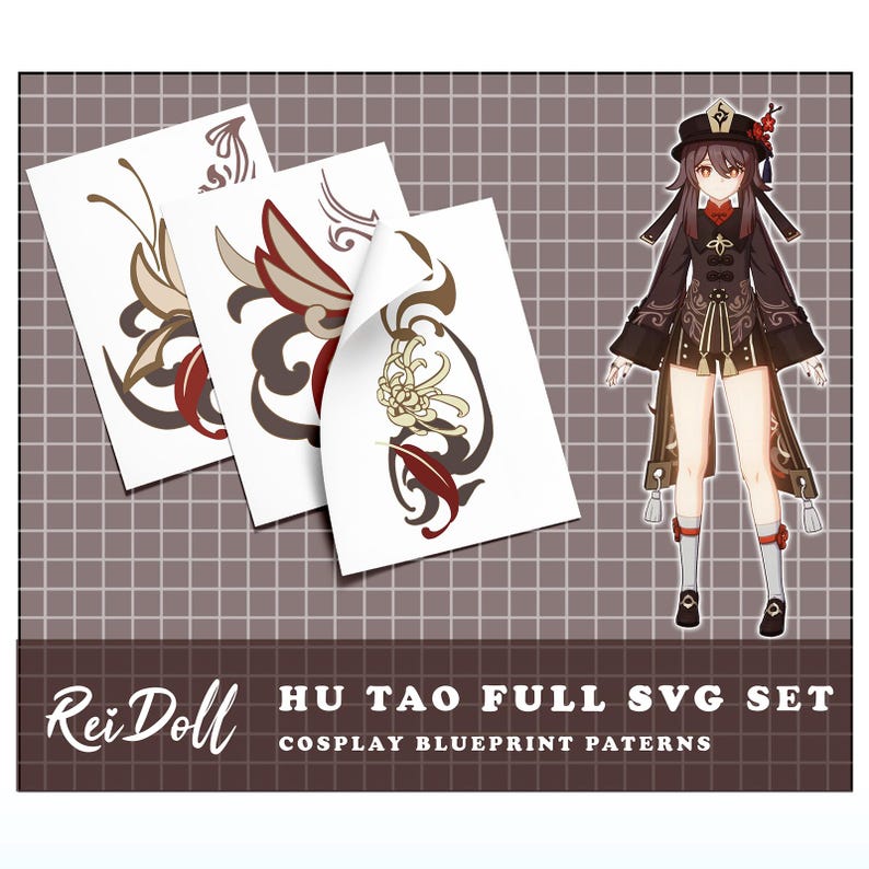 GENSHIN IMPACT Hutao Full Vector SVG Digital Designs Patterns Pack - Etsy