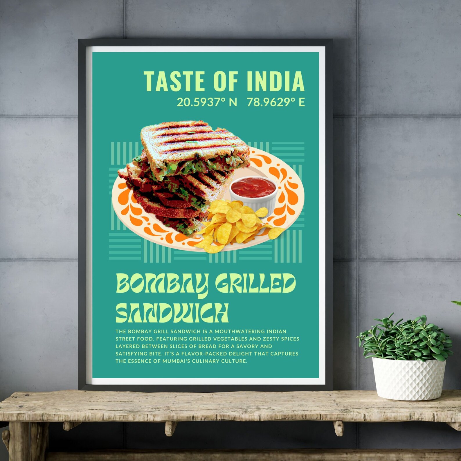 Bombay Grill Sandwich | India Poster | Desi Art | Kitchen Décor| Food ...