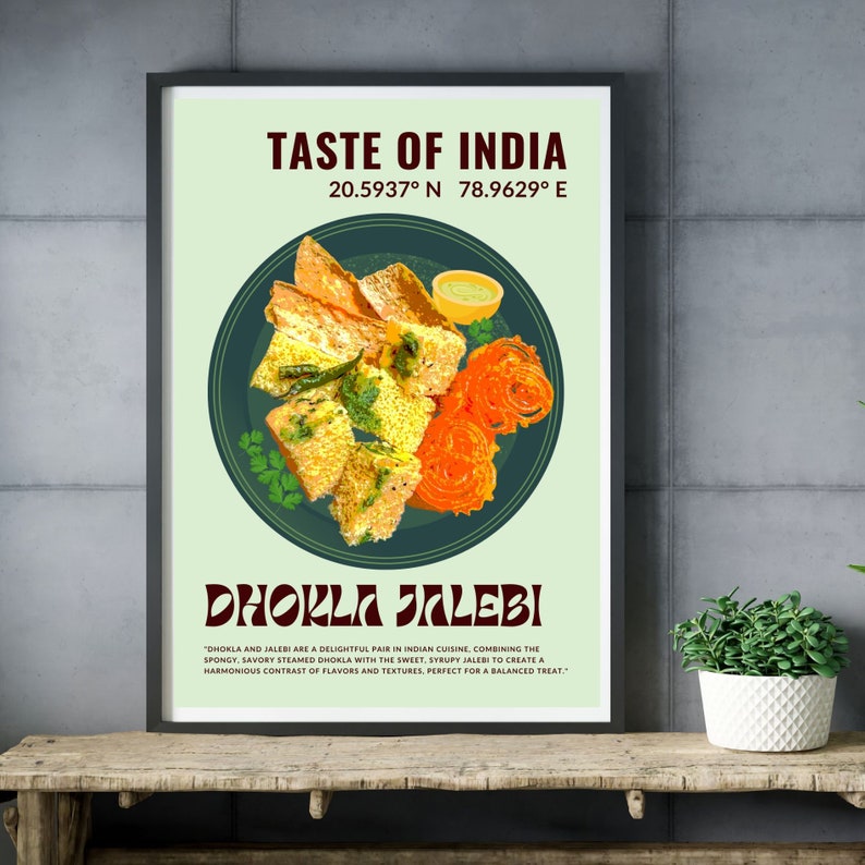 Dhokla Jalebi | India Poster | Desi Art | Kitchen Décor | Food Art ...
