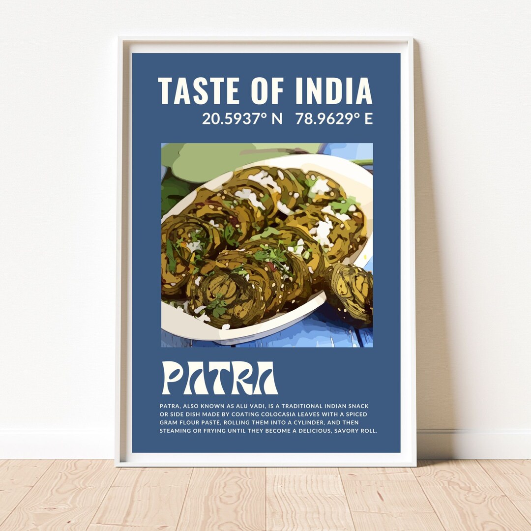 Patra | India Poster | Desi Art | Kitchen Décor| Food Art | Eat Sign ...