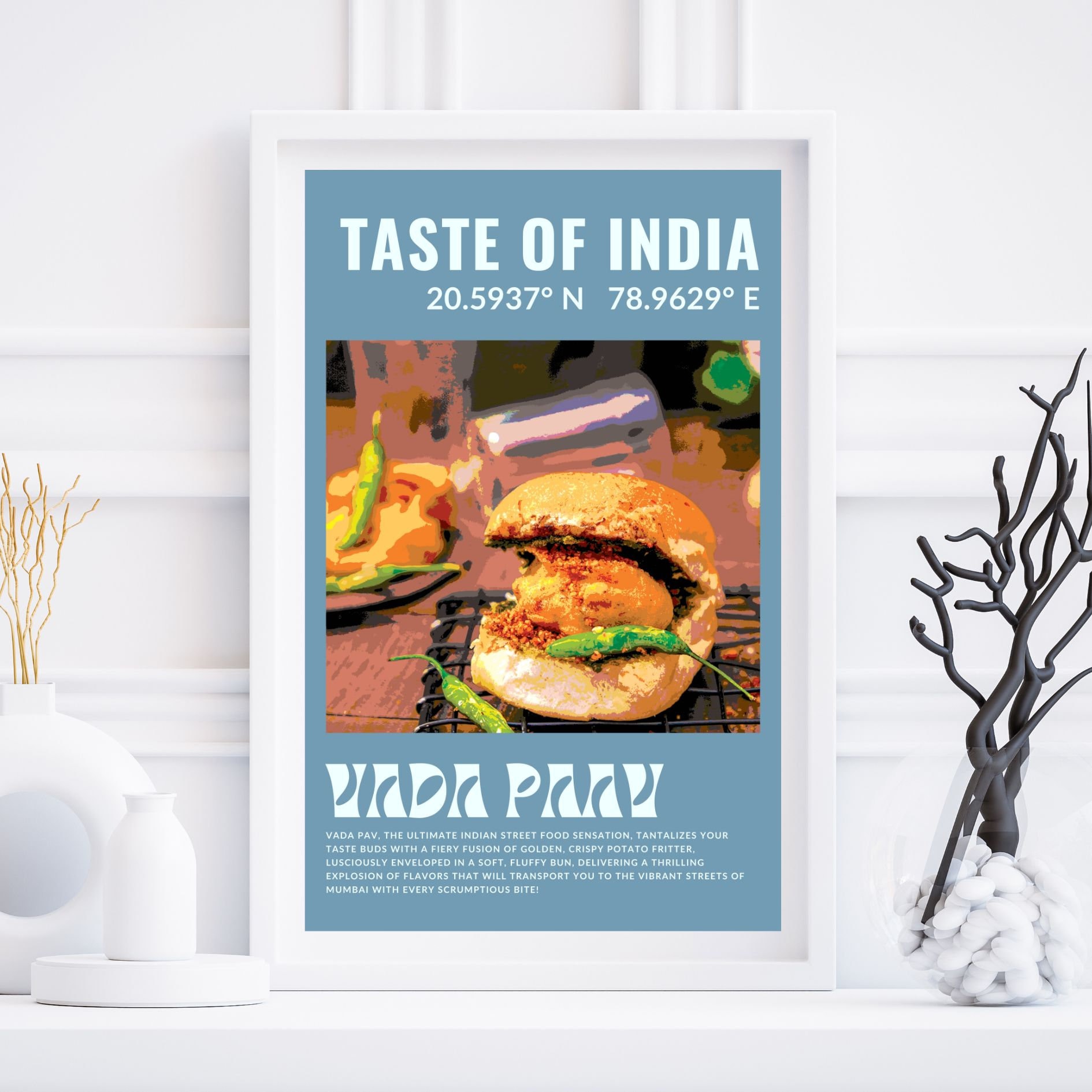 Vada Paav | India Poster | Desi Art | Kitchen Décor | Food Art | Mumbai ...