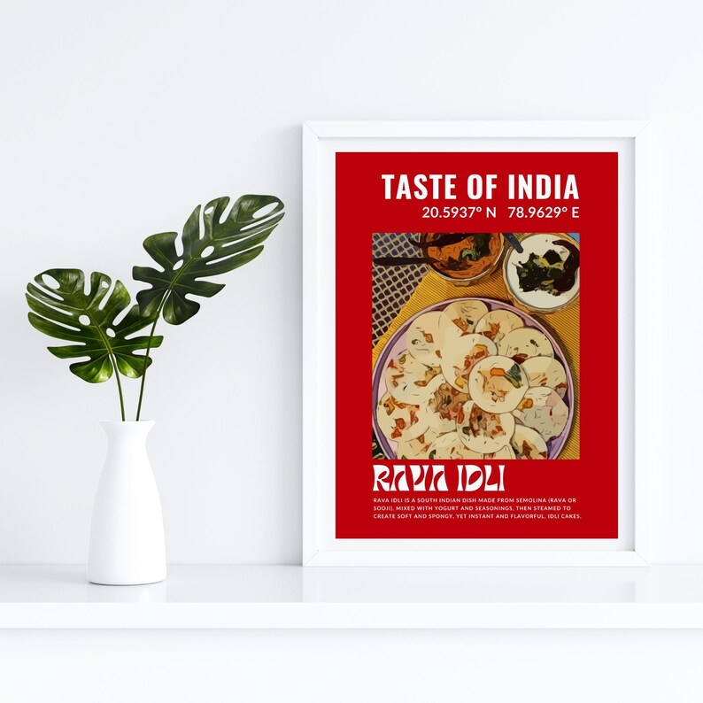 Rava Idli | India Poster| Desi Art | Kitchen Décor| Food Art | Eat Sign ...