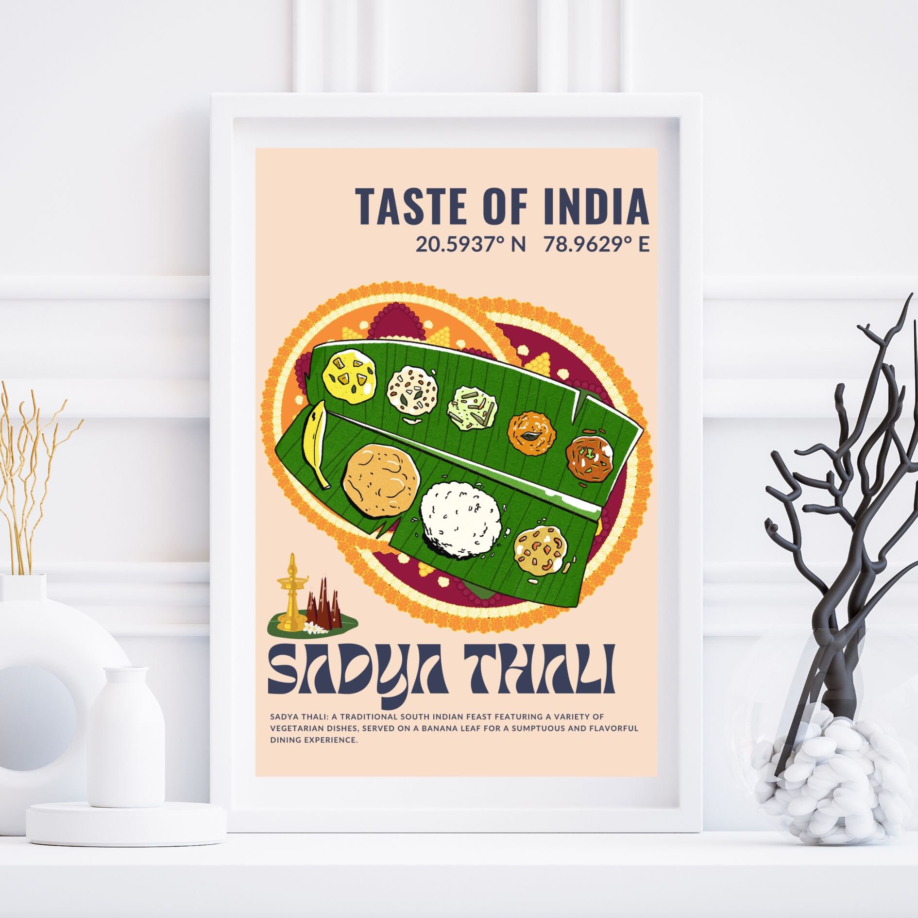 Sadya Thali | India Poster | Desi Art | Kitchen Décor | Food Art ...