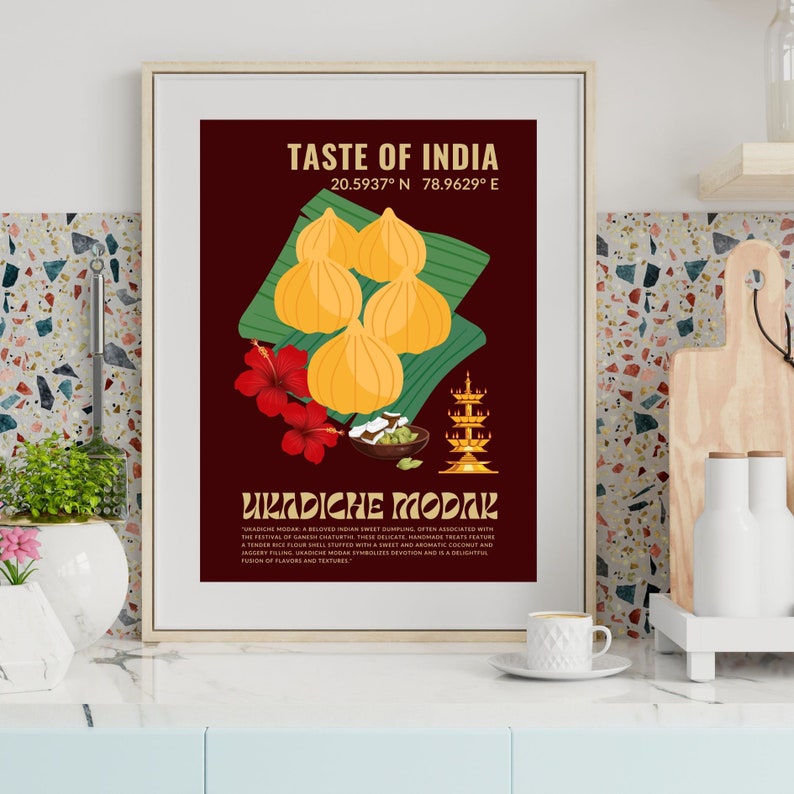 Ukadiche Modak | India Poster | Desi Art | Kitchen Décor |food Art ...