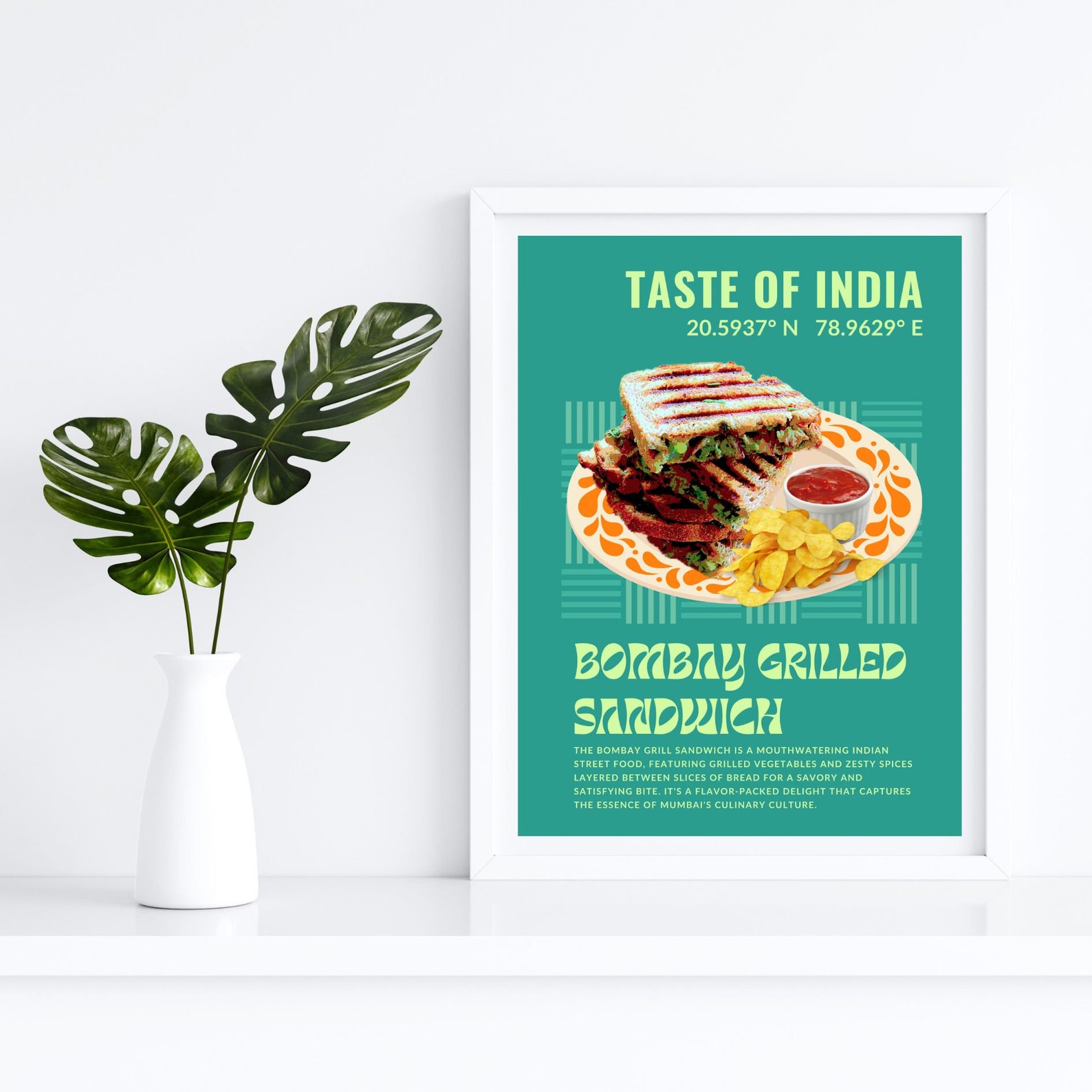 Bombay Grill Sandwich | India Poster | Desi Art | Kitchen Décor| Food ...
