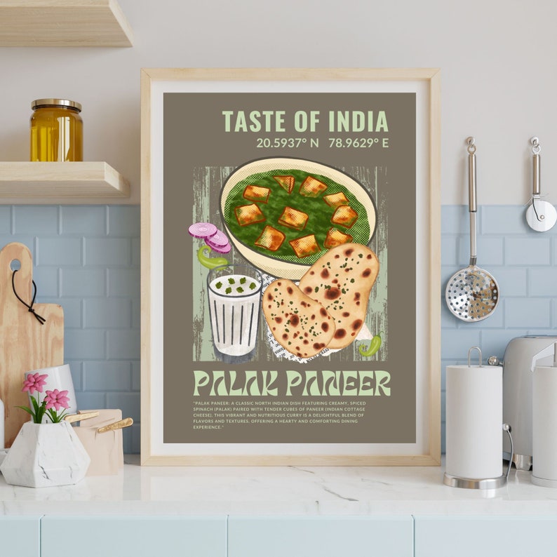 Palak Paneer | India Poster | Desi Art | Kitchen Décor | Food Art | Mid ...