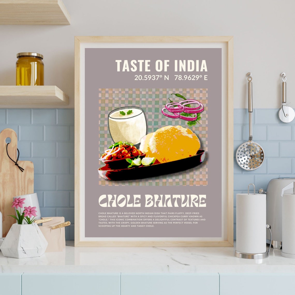 Chole Bhature | India Poster | Desi Art | Kitchen Décor | Food Art ...