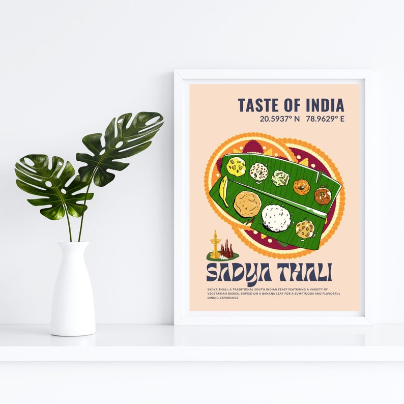 Sadya Thali | India Poster | Desi Art | Kitchen Décor | Food Art ...