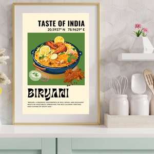 Biryani Print | India Poster | Desi Art | Kitchen Décor| Food Art| Mid ...