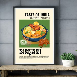 Biryani Print | India Poster | Desi Art | Kitchen Décor| Food Art| Mid ...