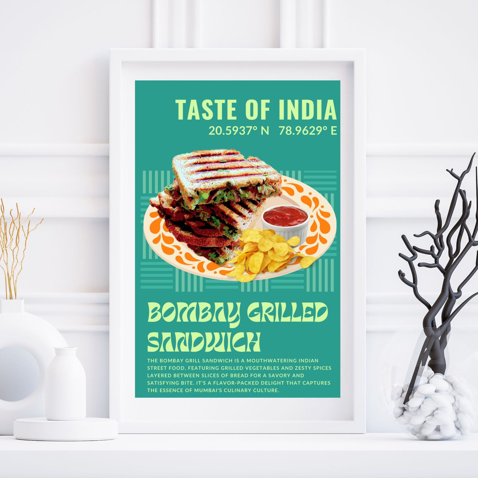 Bombay Grill Sandwich | India Poster | Desi Art | Kitchen Décor| Food ...
