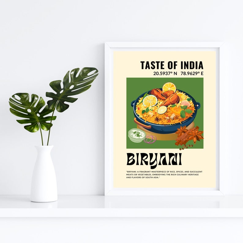 Biryani Print | India Poster | Desi Art | Kitchen Décor| Food Art| Mid ...
