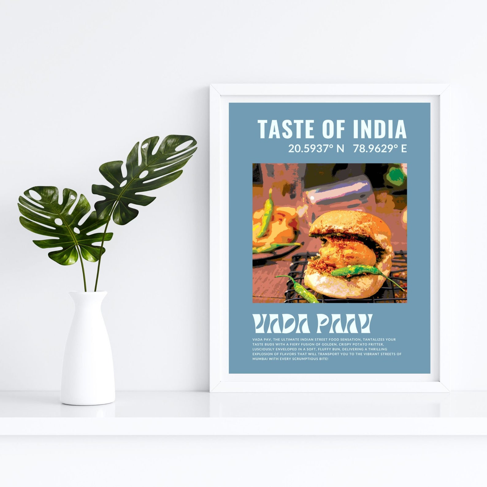 Vada Paav | India Poster | Desi Art | Kitchen Décor | Food Art | Mumbai ...