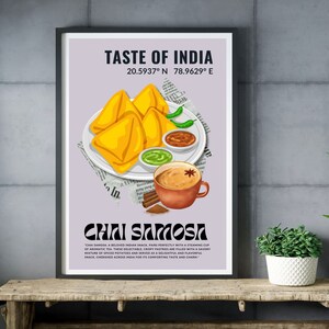 Chai Samosa | India Poster | Desi Art | Kitchen Décor | Food Art | Mid ...