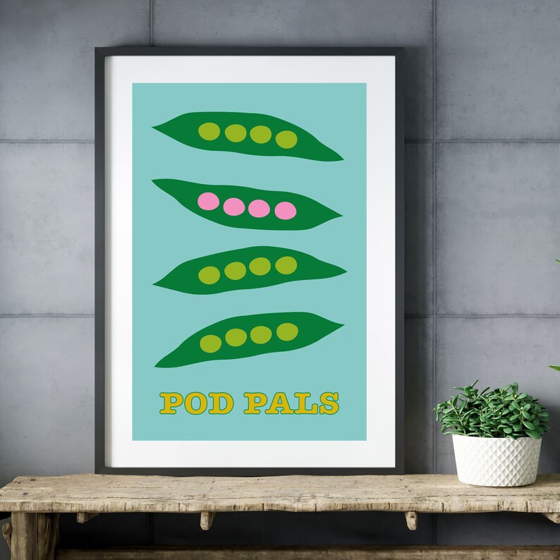 Minimalistic Peas in a Pod Poster, Scandinavian Design, Nordicorganic ...
