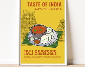 Idli Sambar | India Poster | Desi Art | Kitchen Décor | Food Art ...