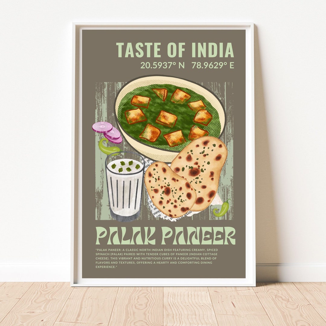 Palak Paneer | India Poster | Desi Art | Kitchen Décor | Food Art | Mid ...