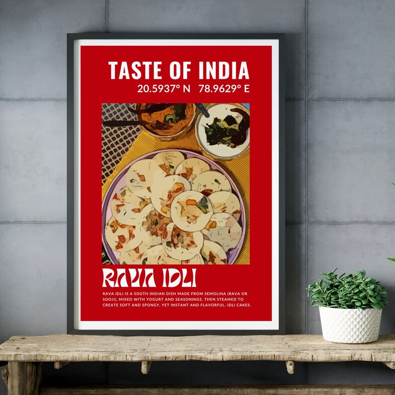 Rava Idli | India Poster| Desi Art | Kitchen Décor| Food Art | Eat Sign ...